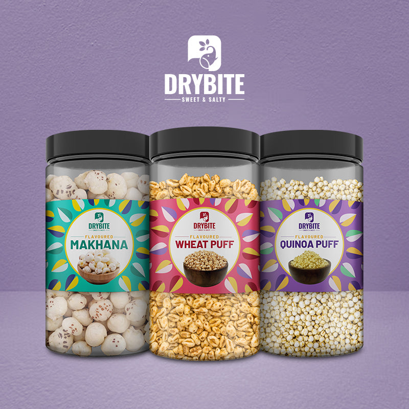 Combo Of 3 Pack (Makhana, Wheat Puff And Quinoa Puff) – DryBite
